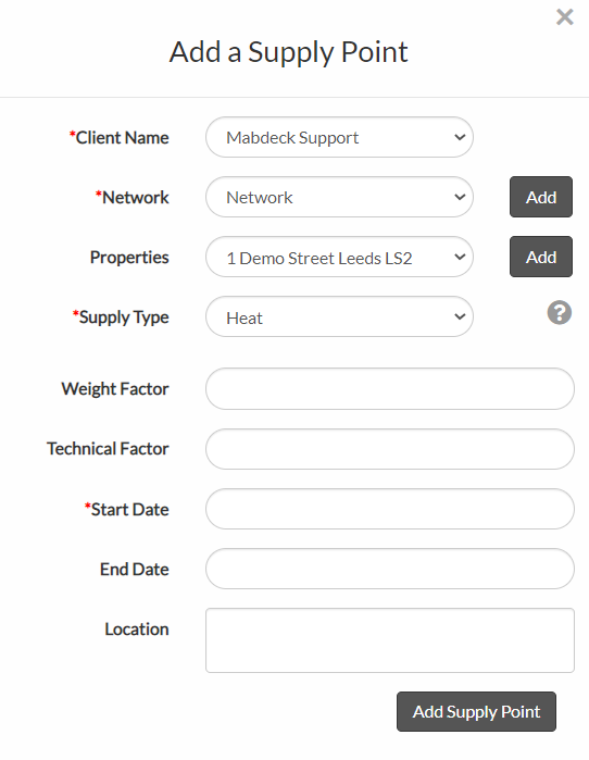 Adding a Supply Point – Mabdeck Support