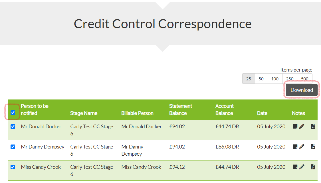 Credit Control Management: Letter Actions – Mabdeck Support